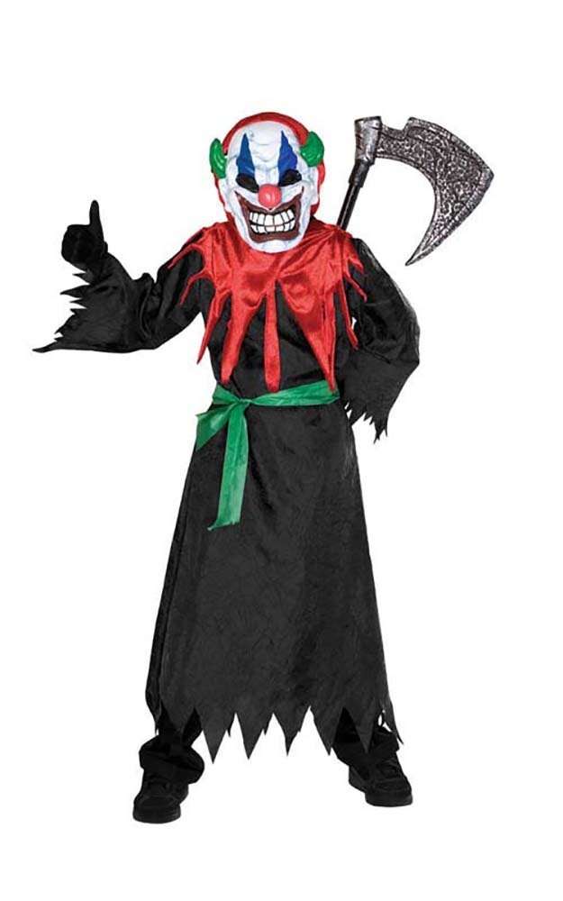 Crazy Clown Robe Mask + Strobe Lights Child Costume | Costume Crazy